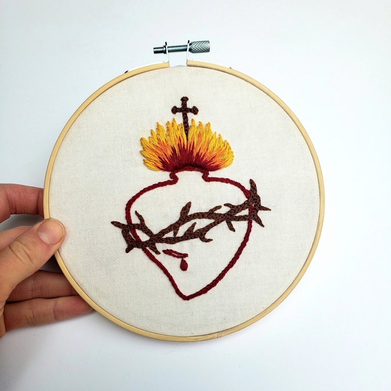 Sacred Heart of Jesus Embroidery Pattern: Catholic Design (PDF Pattern ...