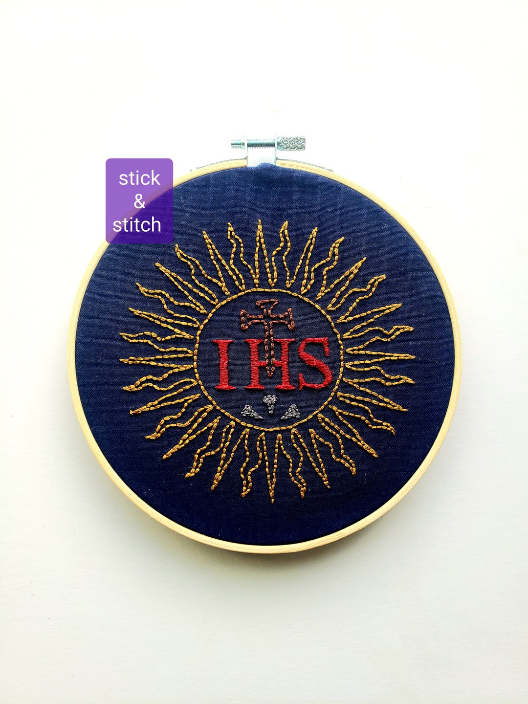 Name of Jesus Embroidery Pattern, Jesus Stick and Stitch Design, IHS ...