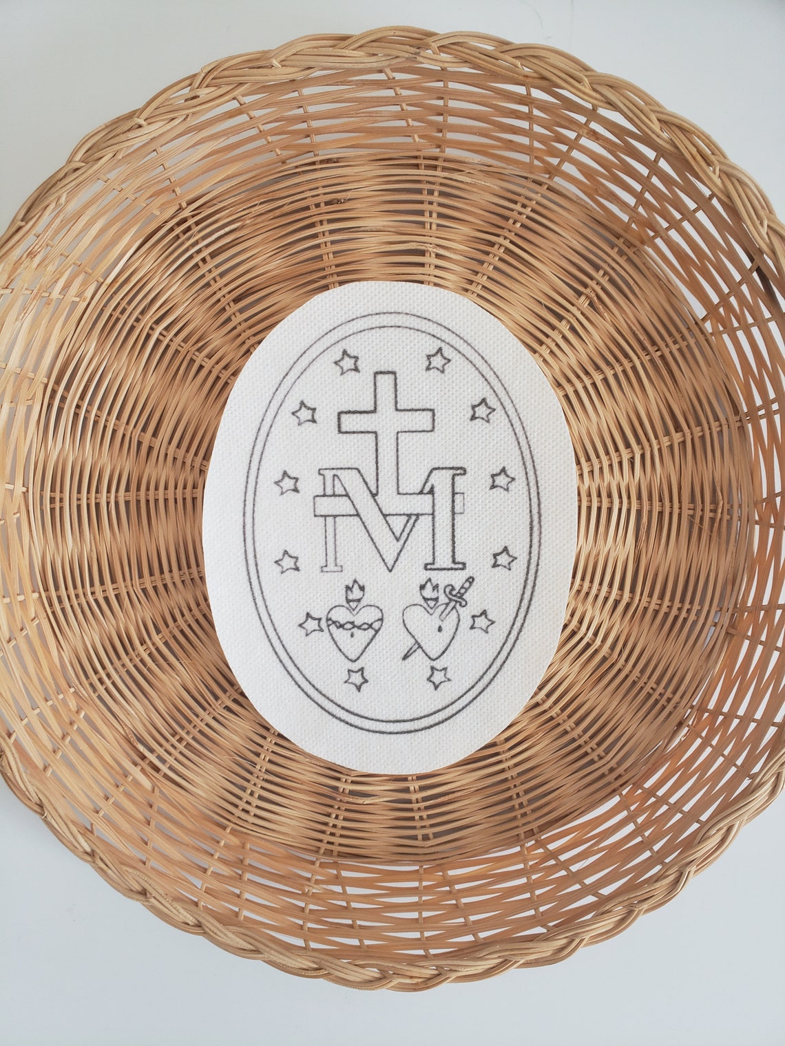Miraculous Medal Stick & Stitch Pattern, Virgin Mary Embroidery Design ...