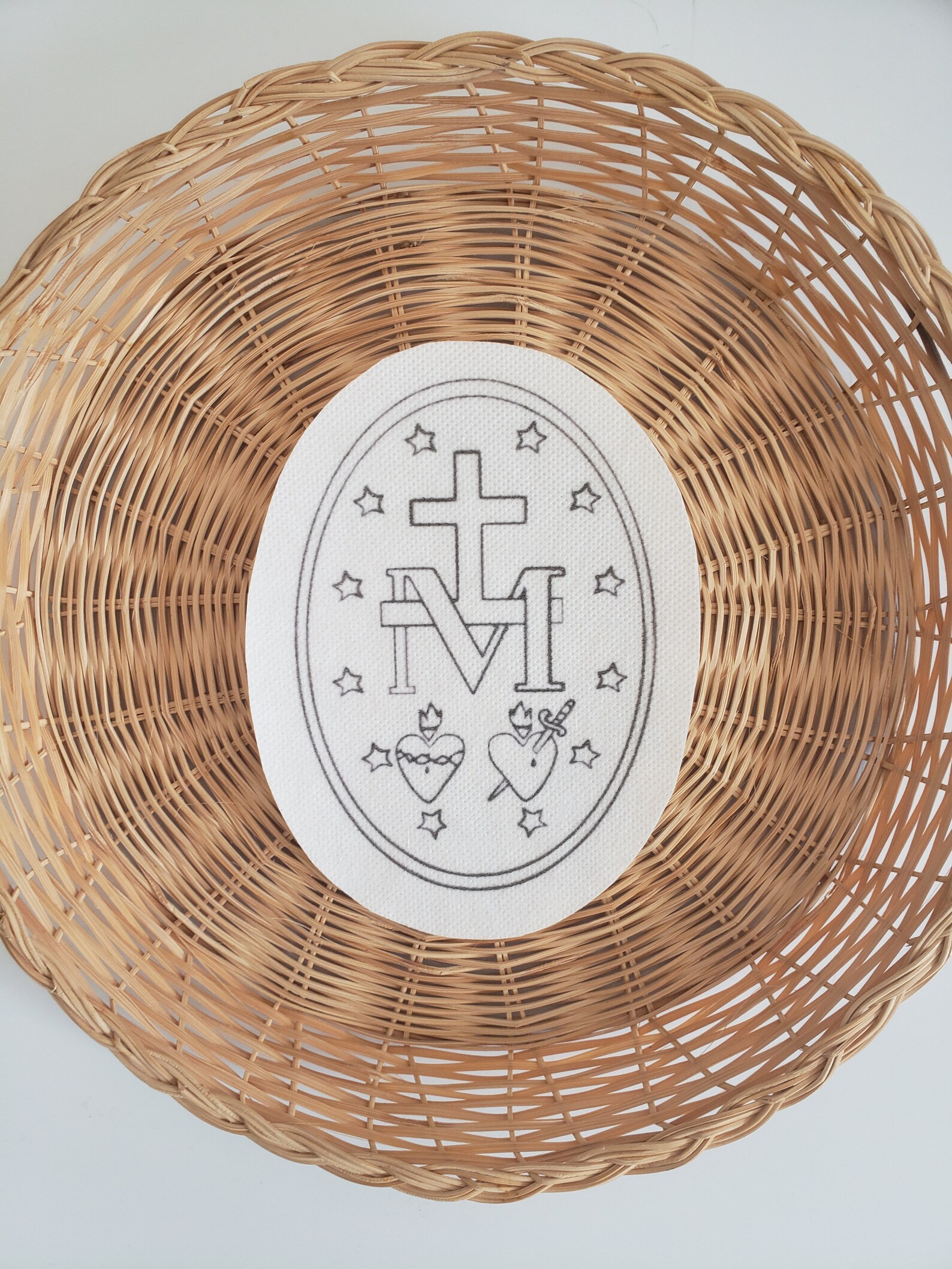 Miraculous Medal Stick & Stitch Pattern, Virgin Mary Embroidery Design ...