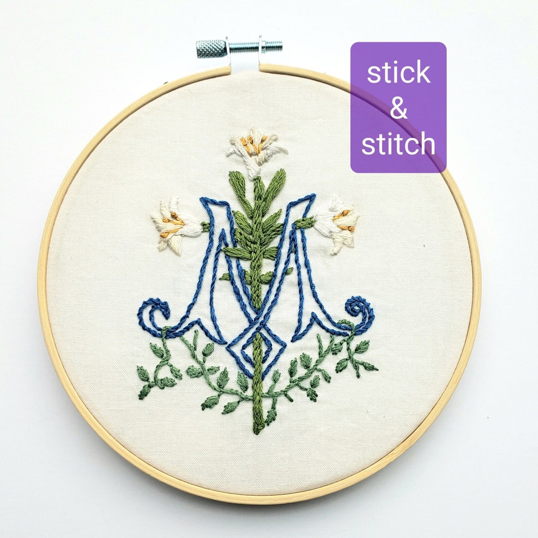 Marian M Stick & Stitch Pattern, Virgin Mary Embroidery Design, Our ...