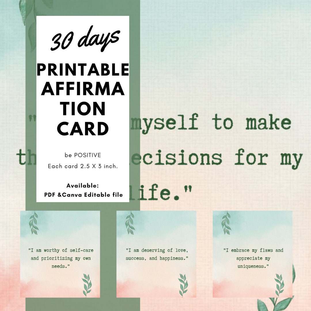 30 Day Affirmation Cards Deck Affirmation Cards Design - Etsy