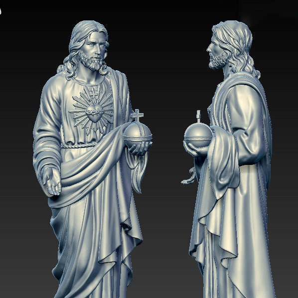 Jesus Statue Ornament STL File Jesus Sacred Heart Stereo Model 3D ...