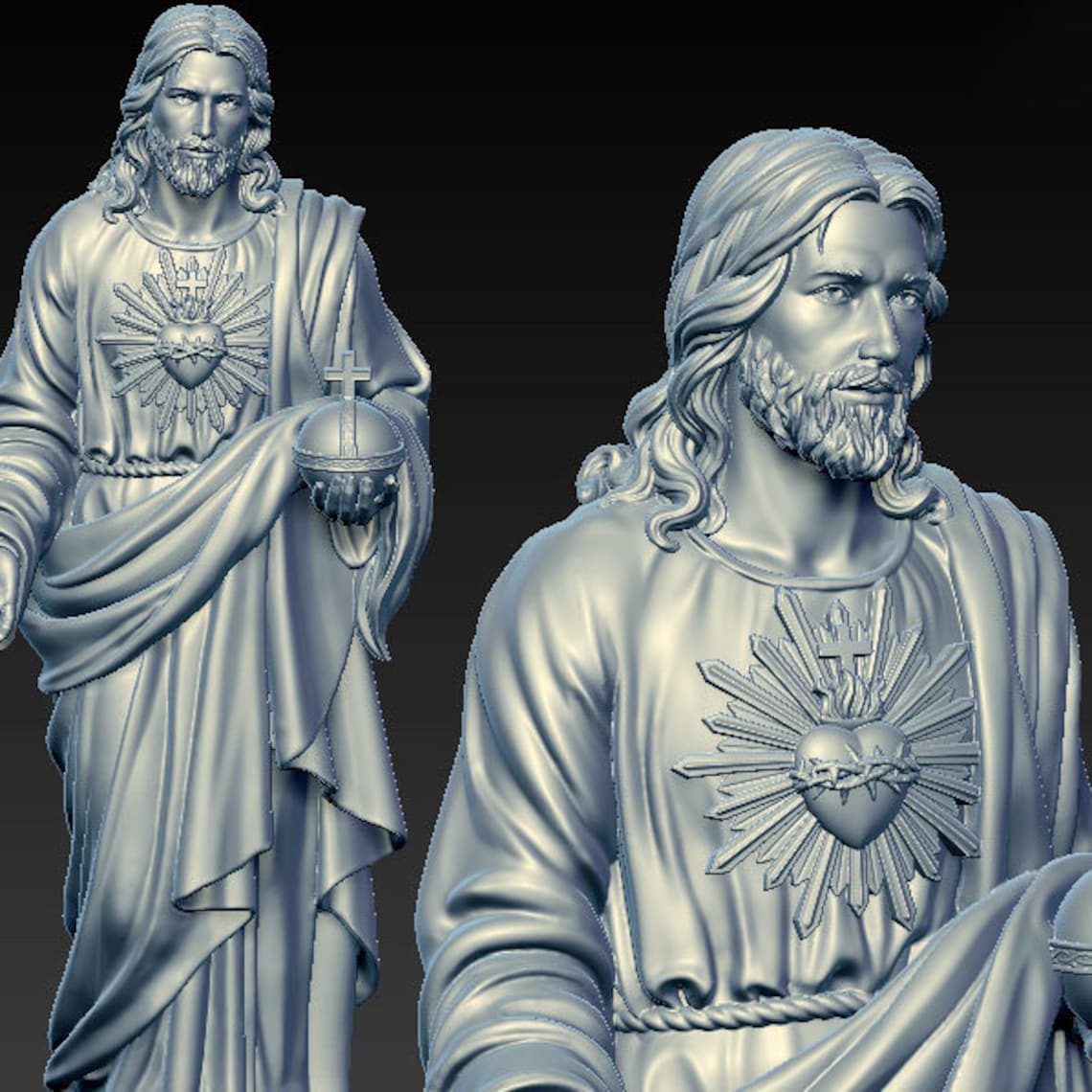 Jesus Statue Ornament STL File Jesus Sacred Heart Stereo Model 3D ...