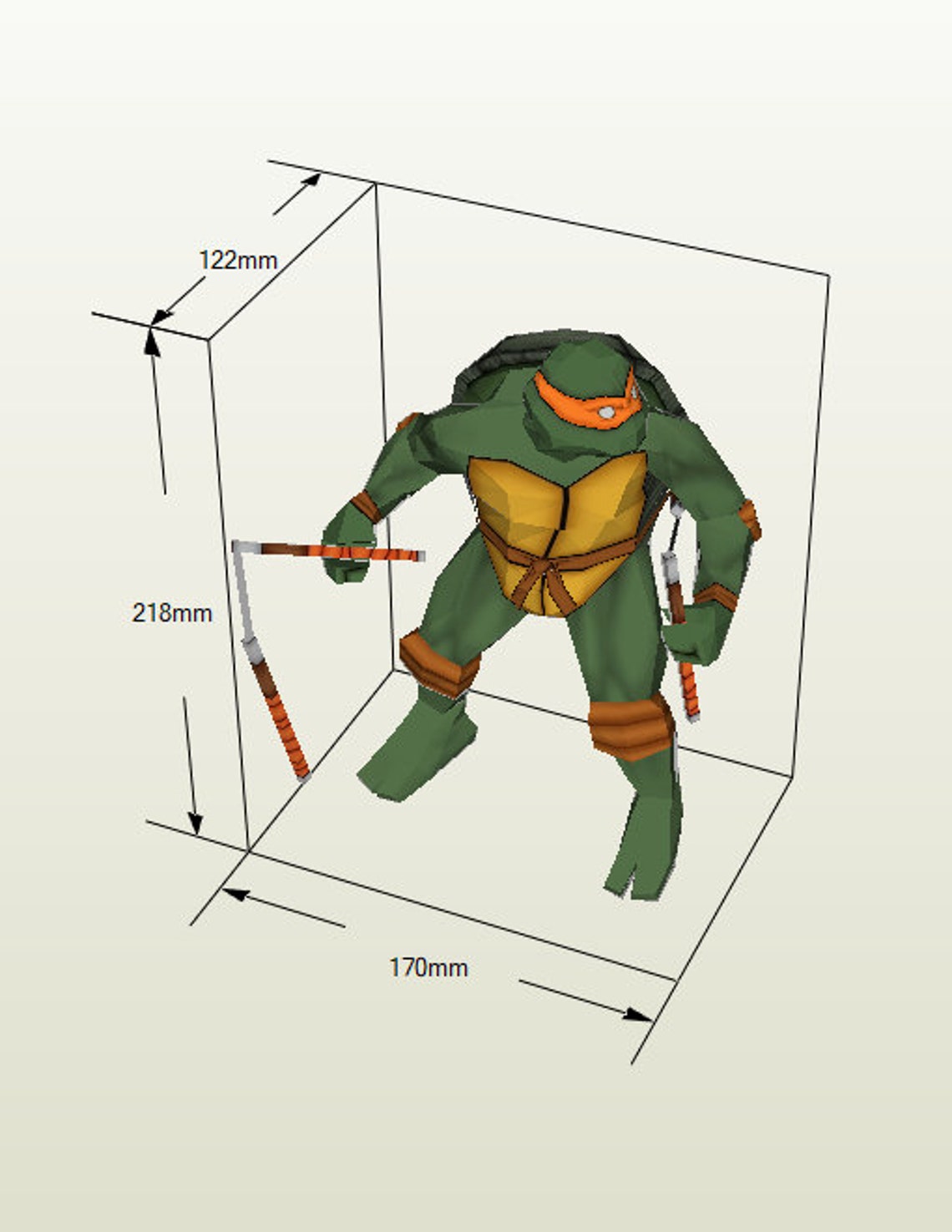 DIY Papercraft Michelangelo, 3D Room Decor, Low Poly, 3D Papercraft PDF ...