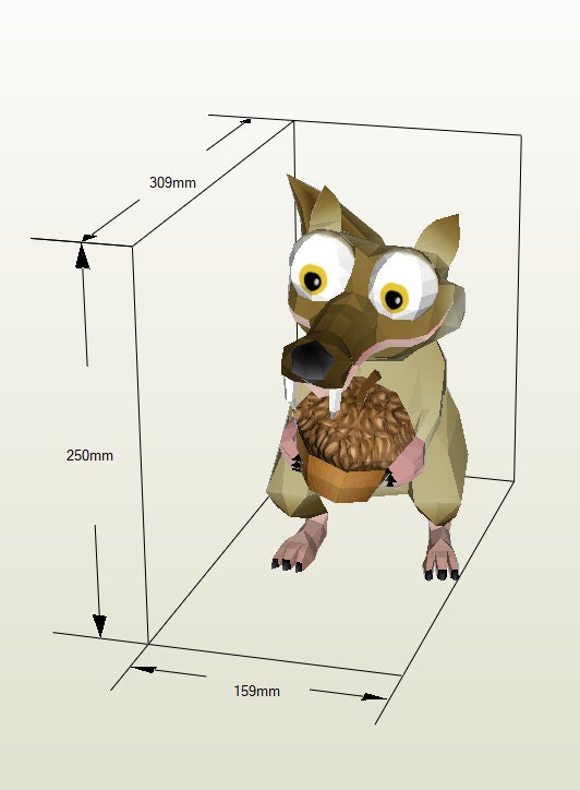 DIY Papercraft Scrat, 3D Room Decor, Low Poly, 3D Papercraft PDF ...