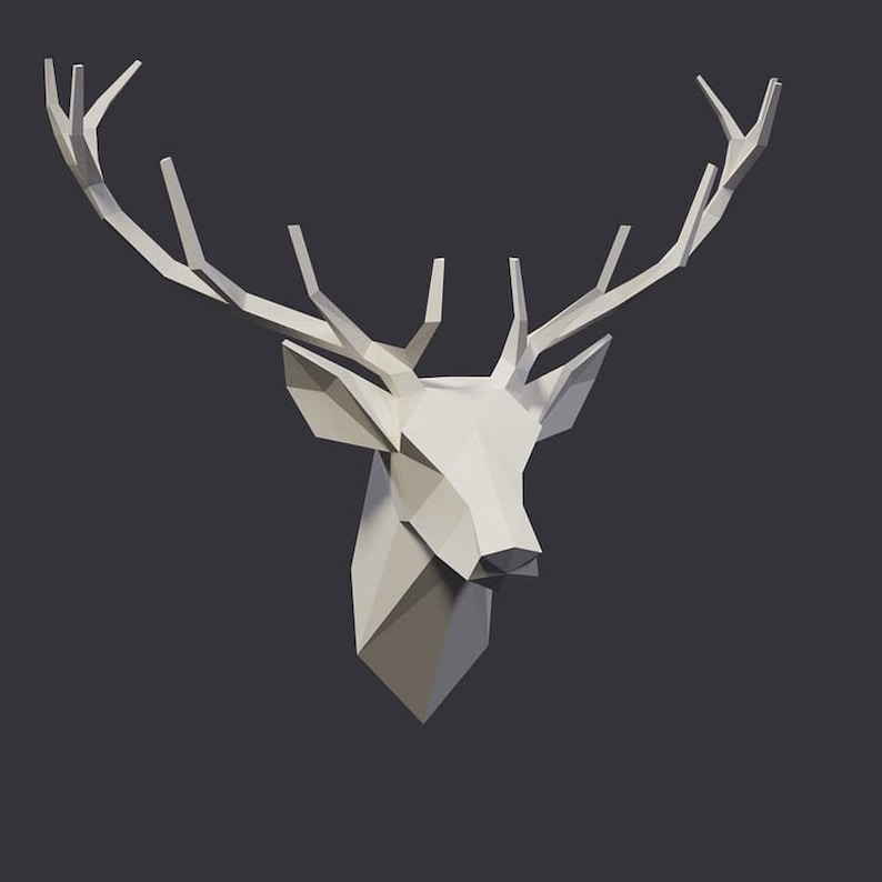 DIY Papercraft Deer Head, 3D Room Wall Decor, Low Poly, 3D Papercraft ...