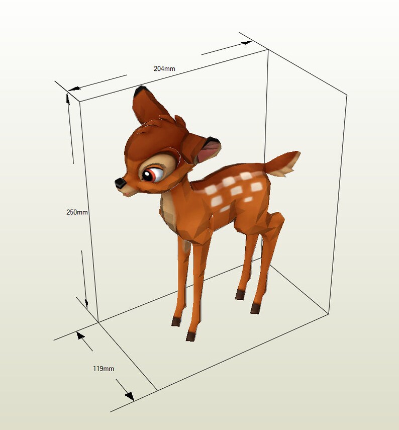 DIY Papercraft Bambi, 3D Room Decor, Low Poly, 3D Papercraft PDF ...