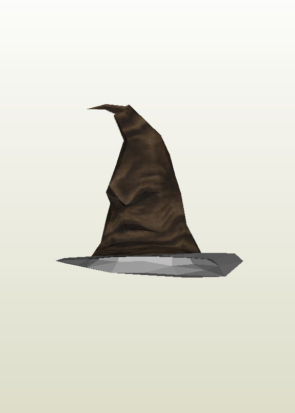 DIY Papercraft Sorting Hat, Low Poly, Witch Hat 3D Papercraft Template, Homemade DIY Halloween ...