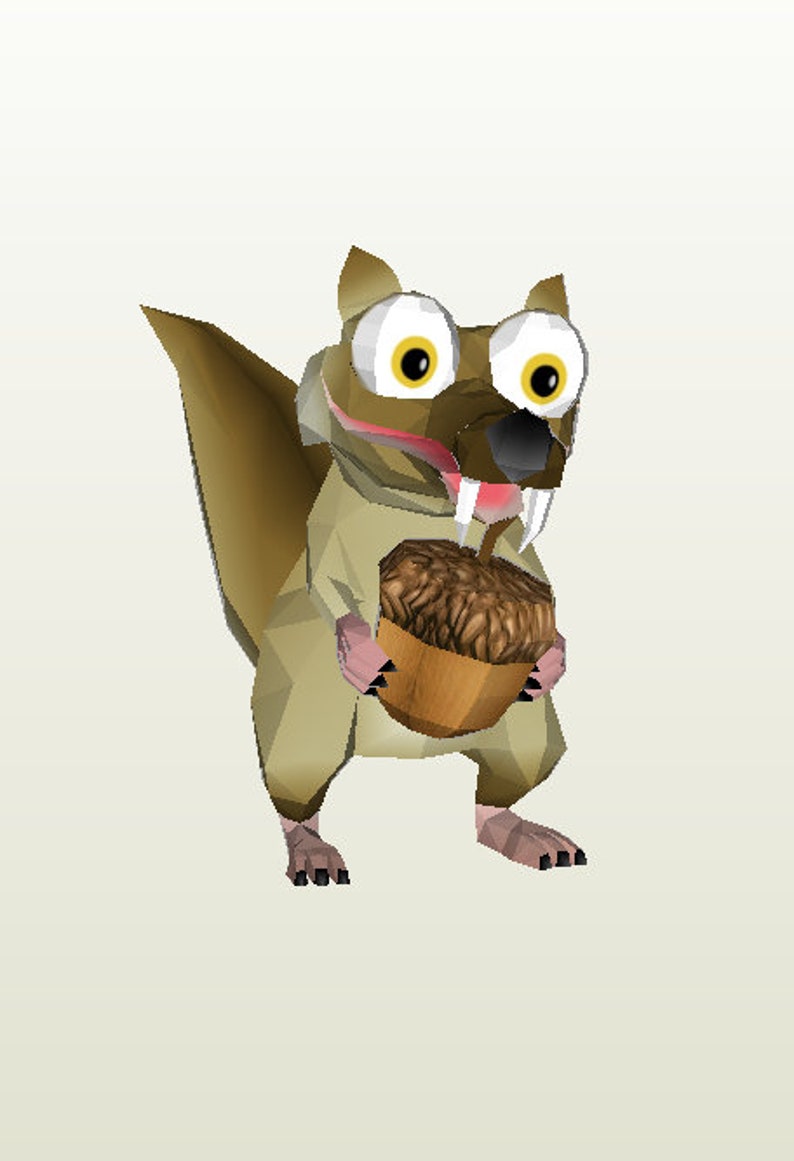 DIY Papercraft Scrat, 3D Room Decor, Low Poly, 3D Papercraft PDF ...