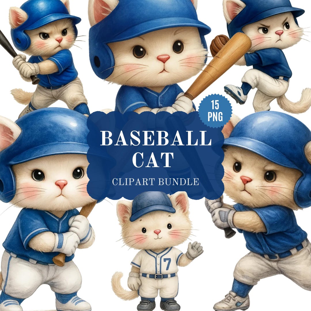 Baseball Cat PNG Clipart Bundle, Kitten Dodgers Sports (digital ...