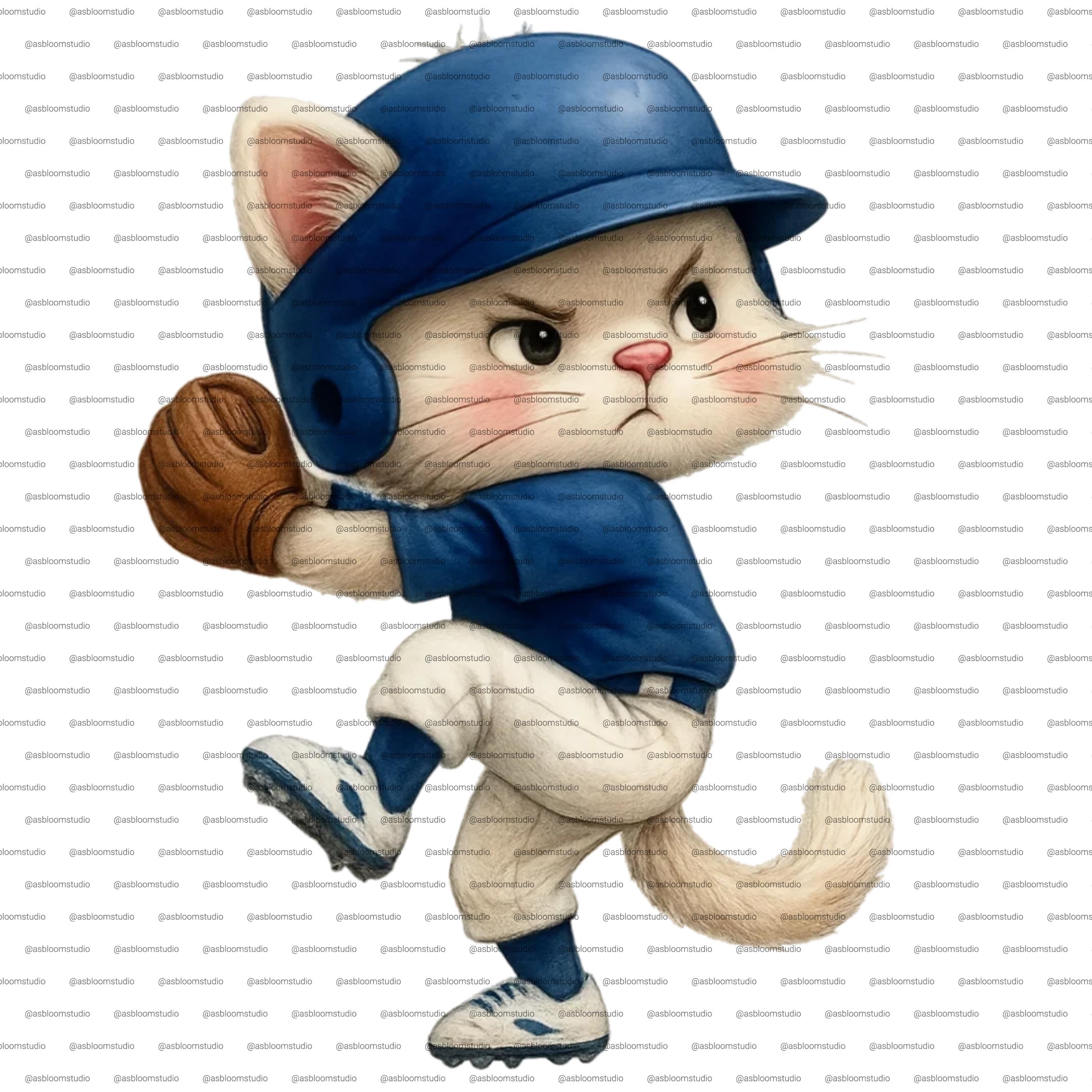 Baseball Cat PNG Clipart Bundle, Kitten Dodgers Sports (digital ...