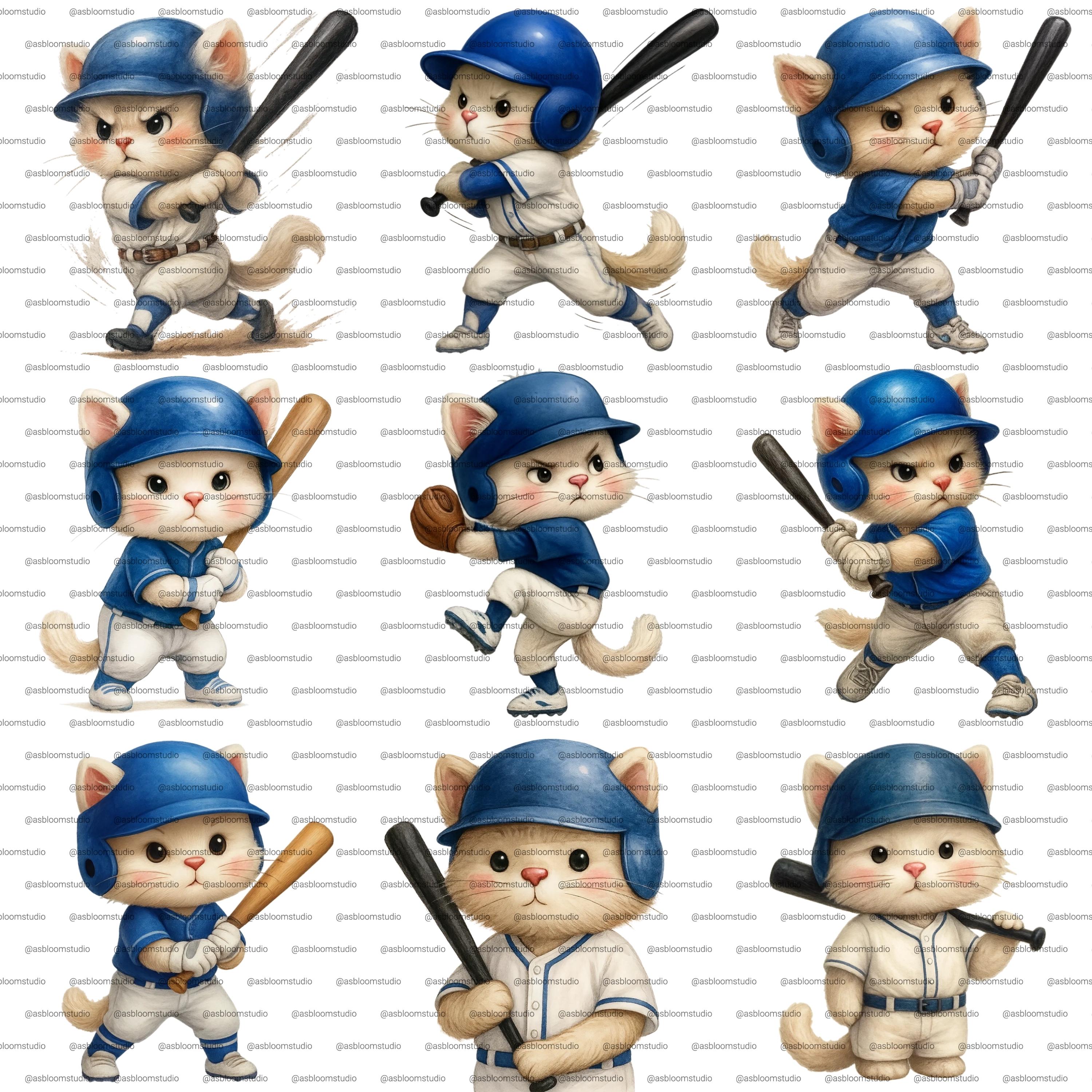 Baseball Cat PNG Clipart Bundle, Kitten Dodgers Sports (digital ...