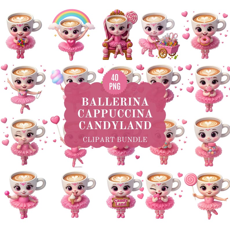 Ballerina Cappuccina Candyland PNG Clipart Bundle, Italian Brainrot ...