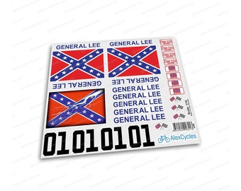 General Lee Tamiya Custom Made Cut Vinyl Decals Stickers Kit 10th Scale ...