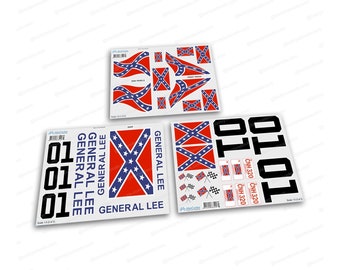 General Lee Tamiya Custom Made Cut Vinyl Decals Stickers Kit 10th Scale ...