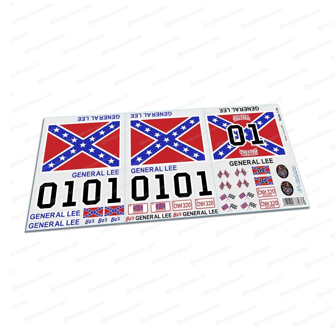 General Lee Tamiya Custom Made Cut Vinyl Decals Stickers Kit 10th Scale ...