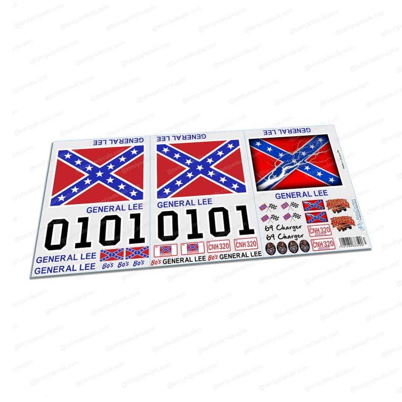 General Lee Tamiya Custom Made Cut Vinyl Decals Stickers Kit 10th Scale ...