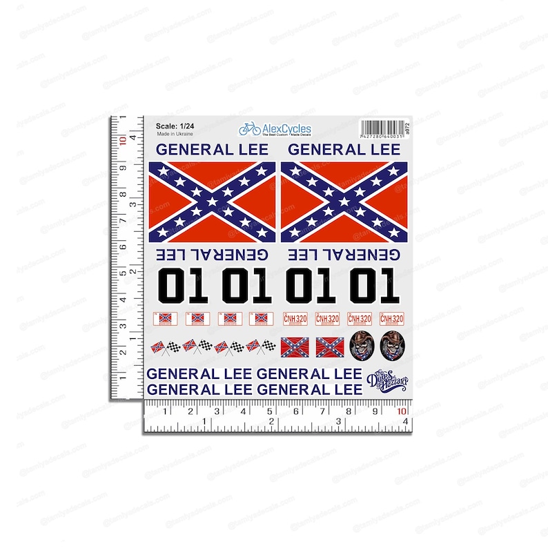 General Lee RC Car Scale Decals Stickers Full Kit Set 1/24 Scale ...