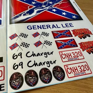 General Lee Tamiya Custom Made Cut Vinyl Decals Stickers Kit 10th Scale ...