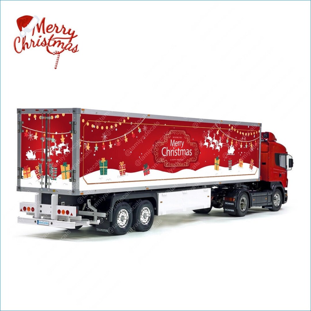 Tamiya Christmas Happy New Year 56302 2-axle Reefer Box Trailer Decals ...