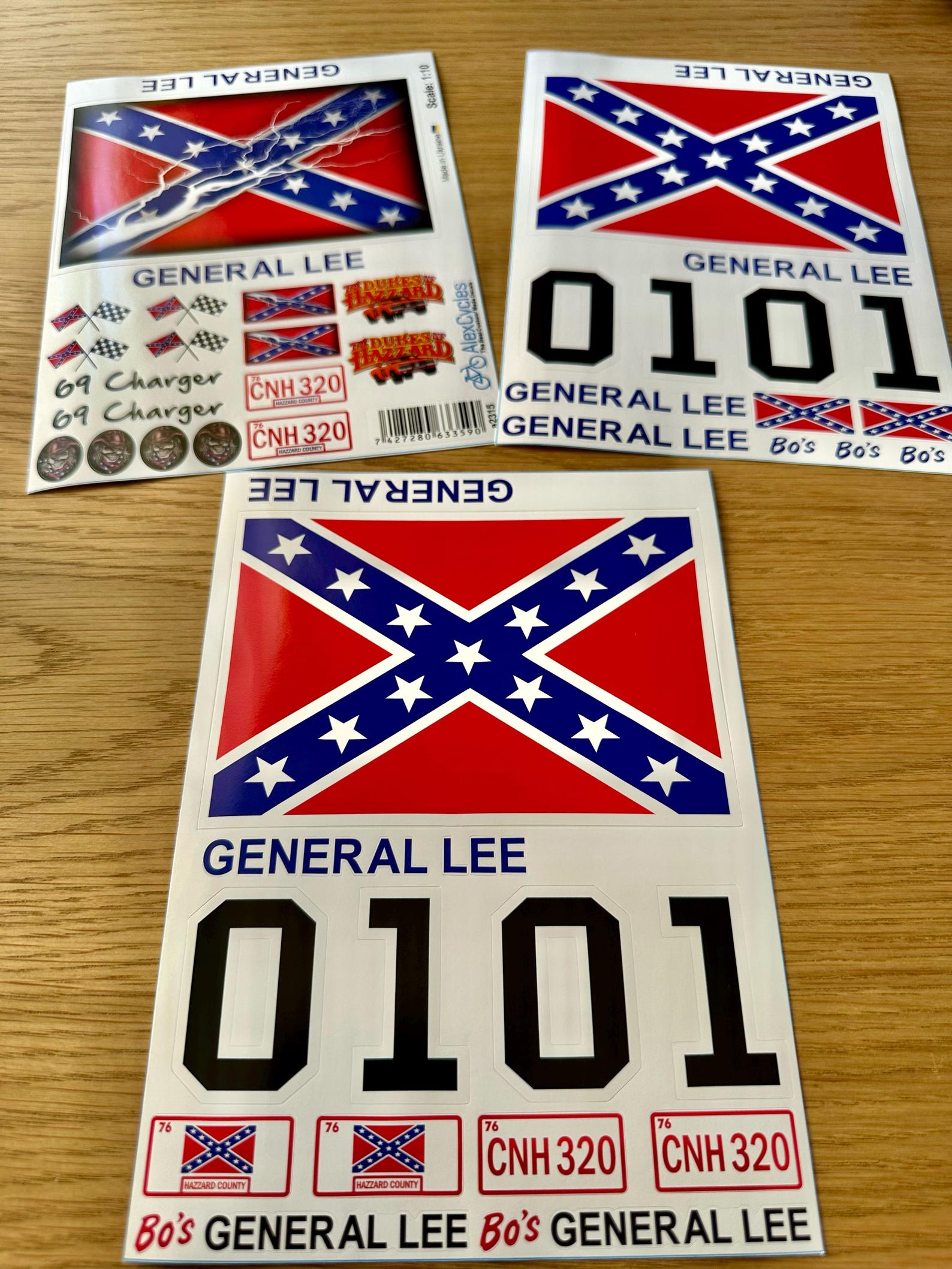 General Lee Tamiya Custom Made Cut Vinyl Decals Stickers Kit 10th Scale ...