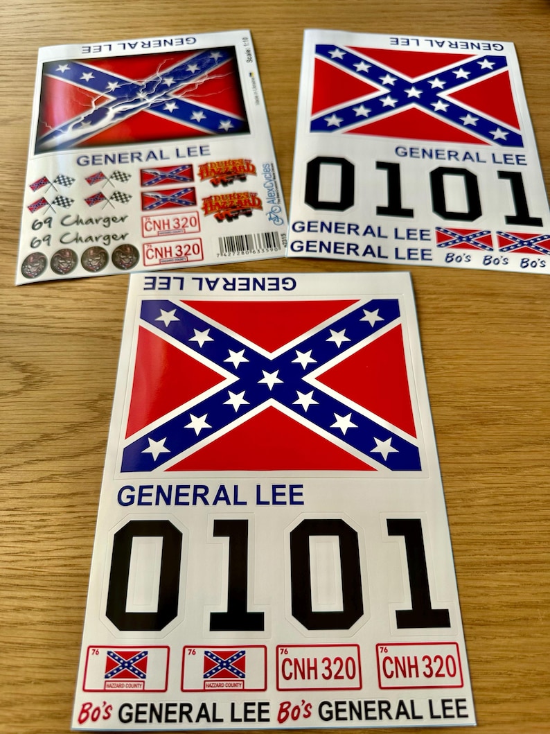 General Lee Tamiya Custom Made Cut Vinyl Decals Stickers Kit 10th Scale ...