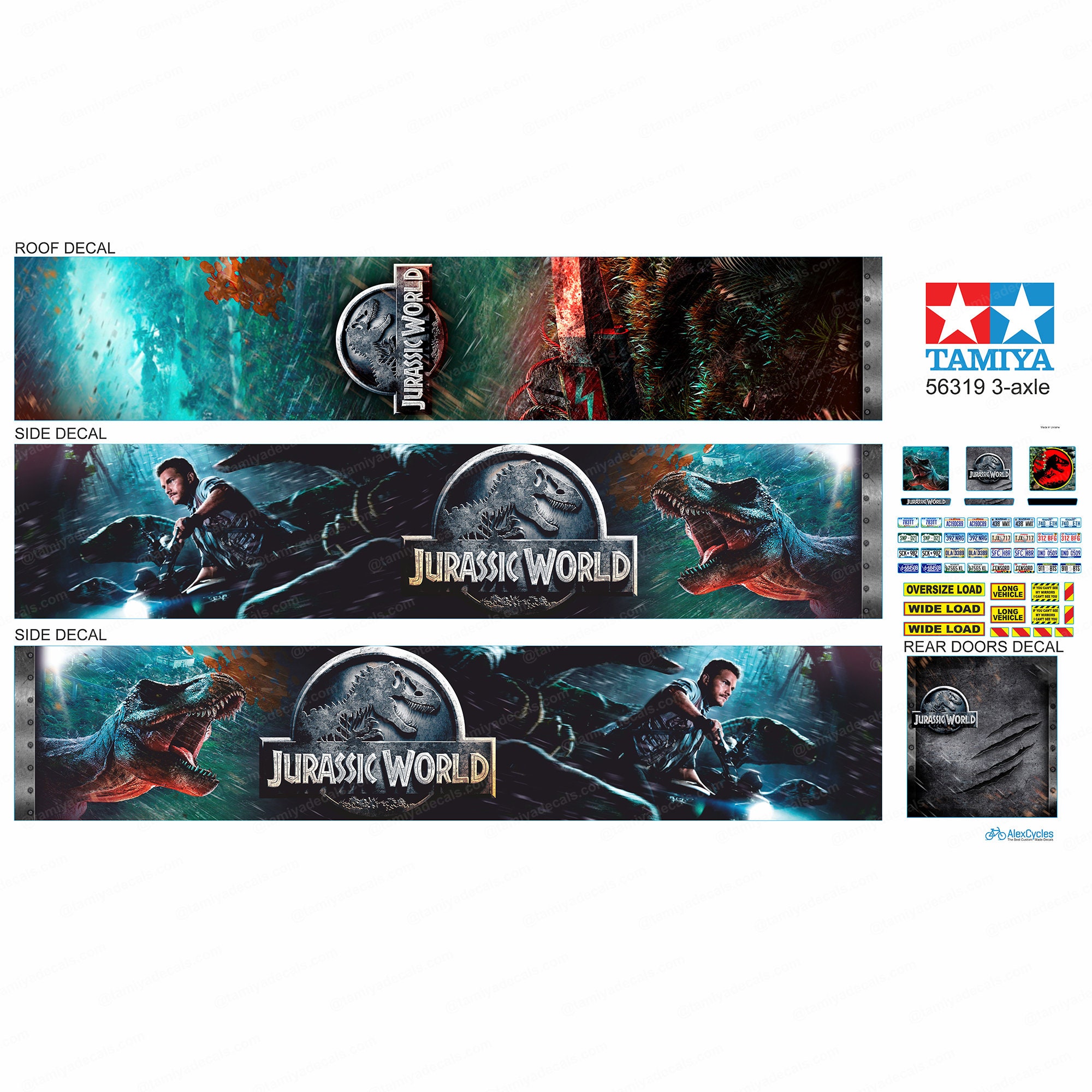 RC Tamiya Jurassic Park World 56302 3-axle 1/14 Scale Laminated Side ...