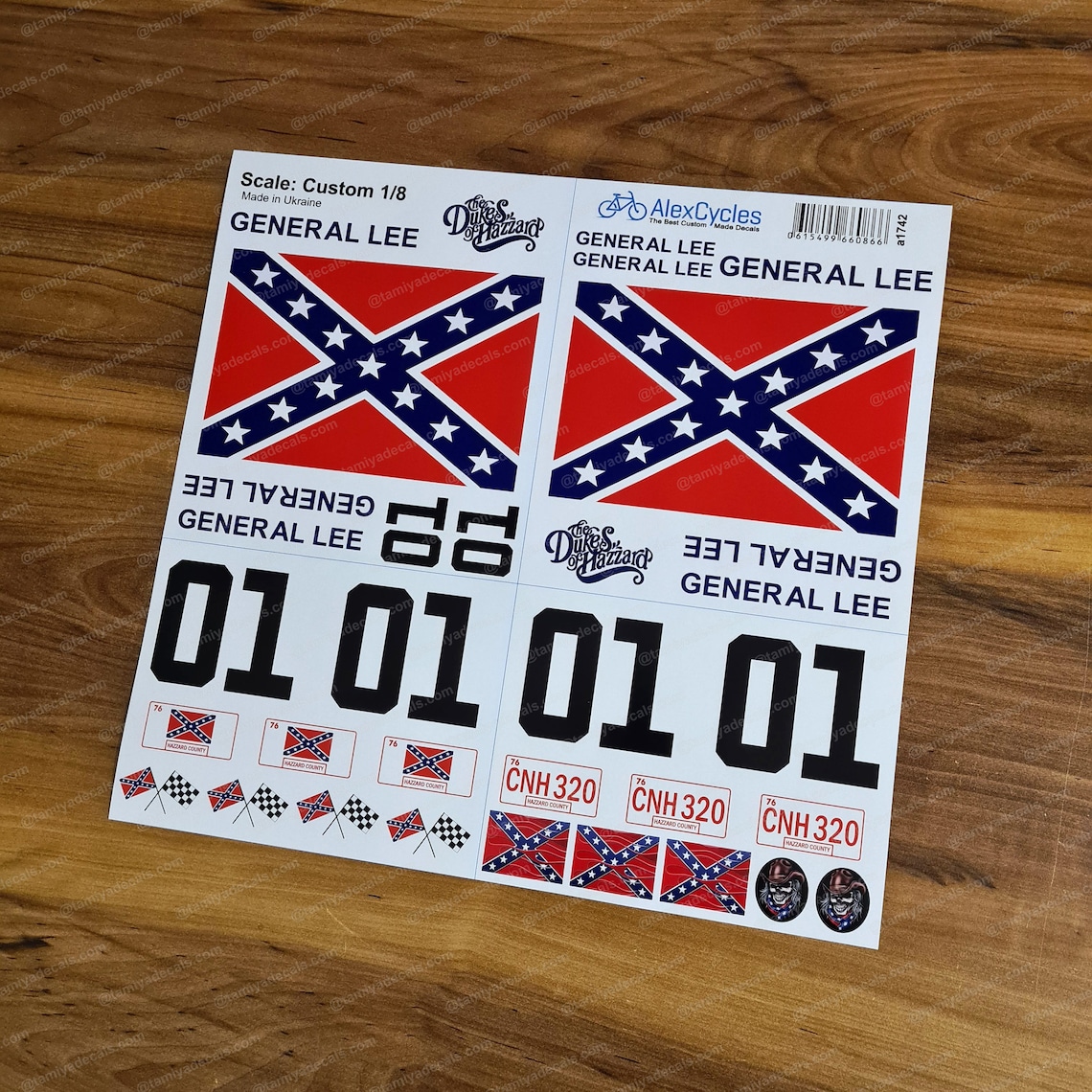 General Lee Dukes of Hazzard Tamiya Custom Made Cut Vinyl Decals ...