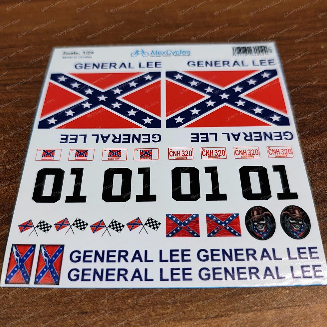 General Lee RC Car Scale Decals Stickers Full Kit Set 1/24 Scale ...