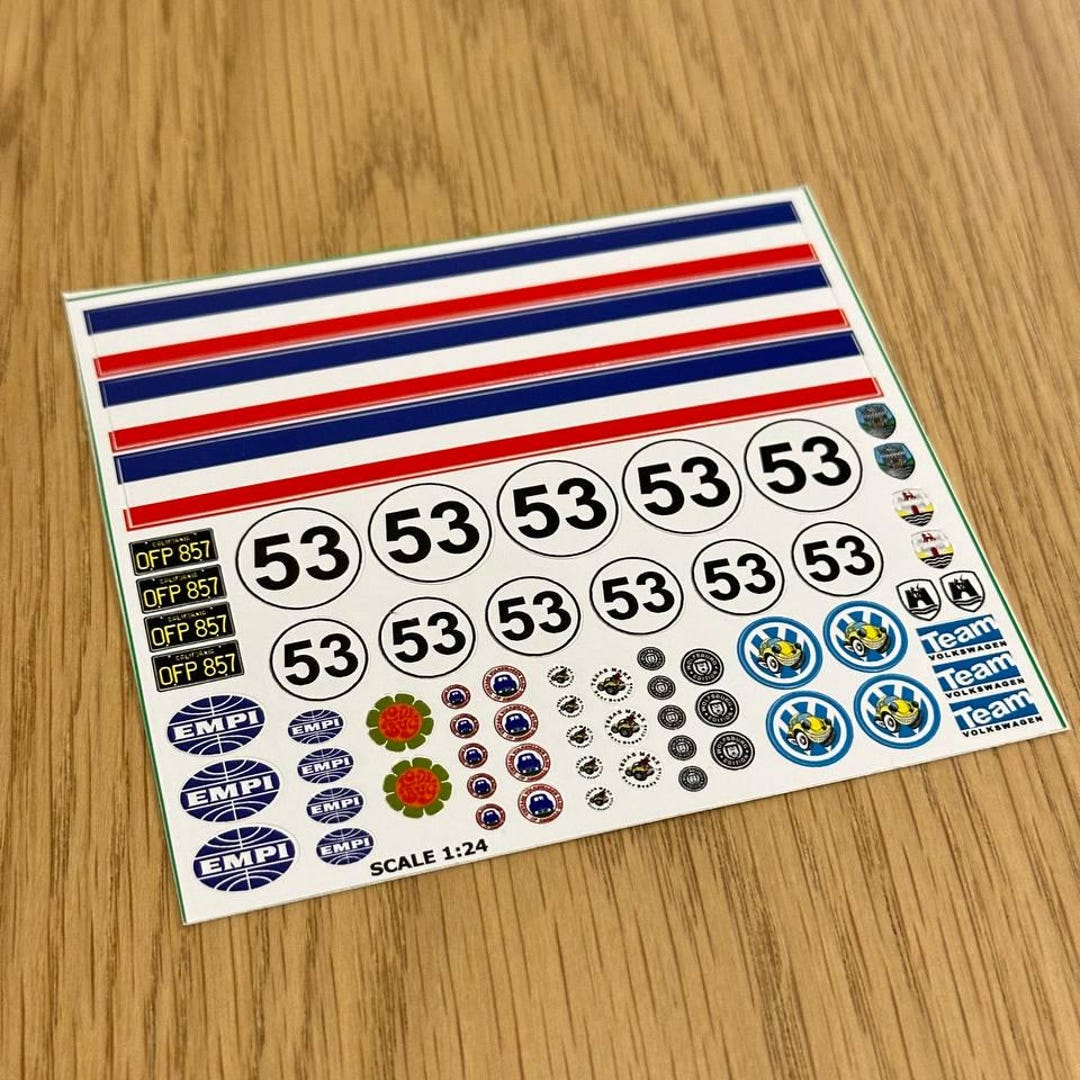 Herbie Tamiya VW Volkswagen Decals Kit Sand Scorcher Stickers 24th ...
