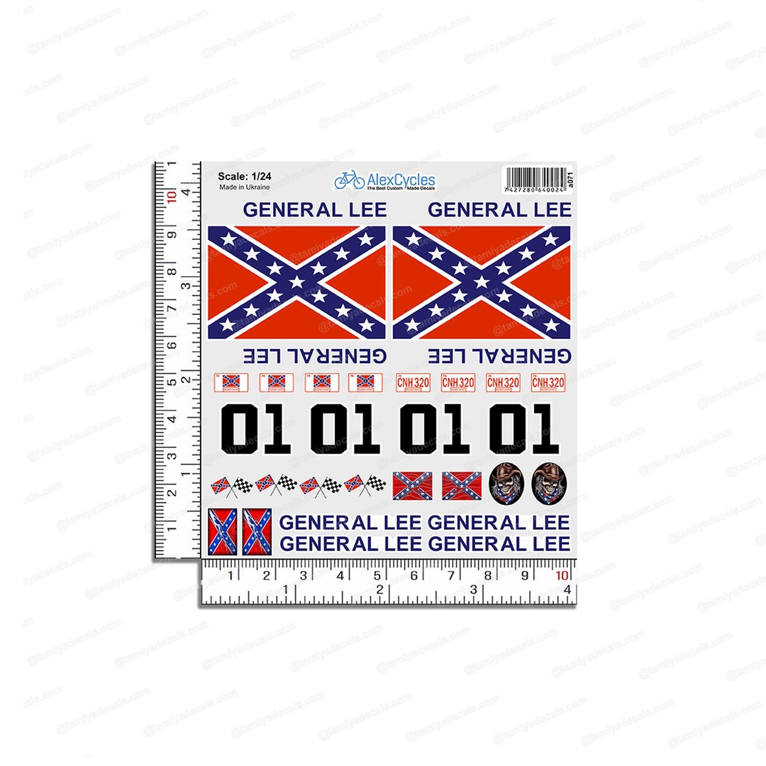 General Lee RC Car Scale Decals Stickers Full Kit Set 1/24 Scale ...