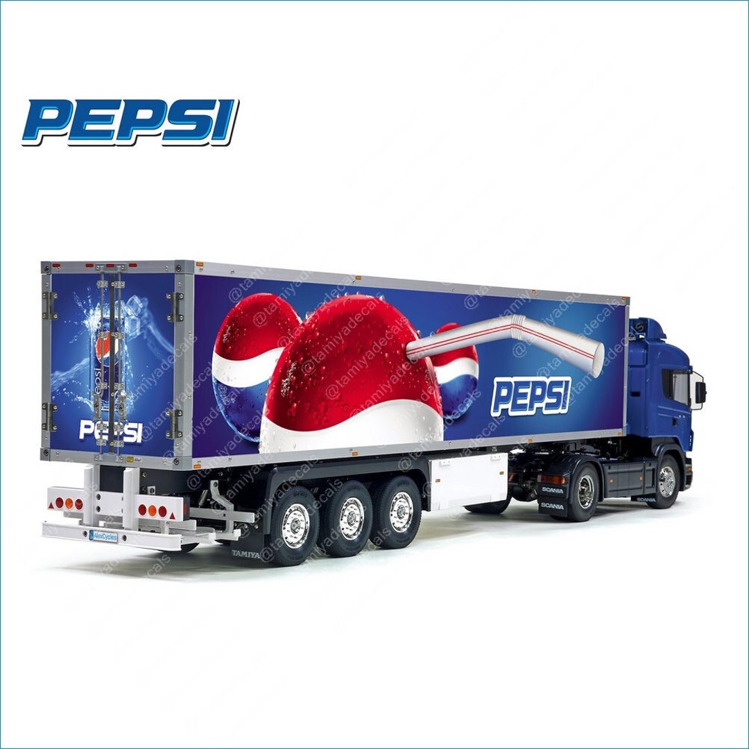 Tamiya Trailer 56319 Pepsi 3-axle 1:14 Scale Laminated Side Roof Decals ...