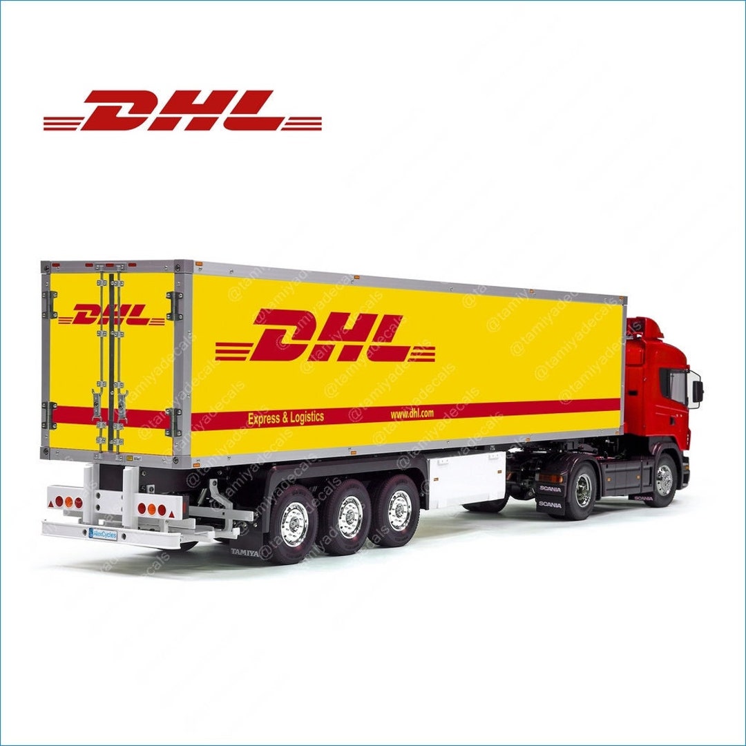 Tamiya DHL Post 56319 3-axle Reefer Box Trailer Decals Stickers Set Kit ...
