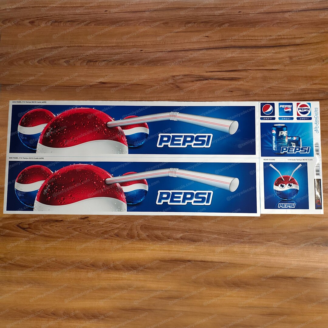 Tamiya Trailer 56302 Pepsi 2-axle 1:14 Scale Laminated Side Roof Decals ...