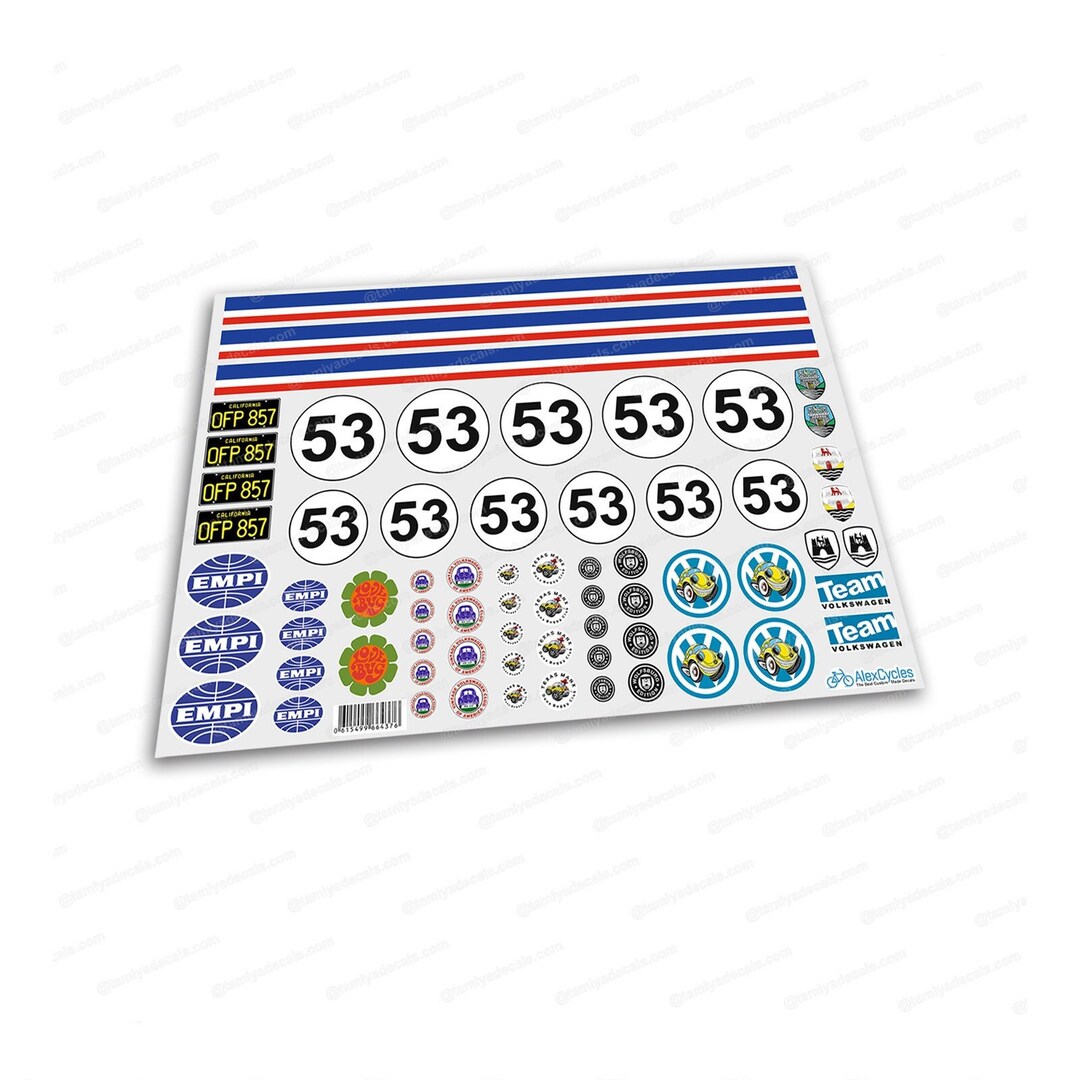 Herbie VW Volkswagen Tamiya Decals Kit Sand Scorcherstickers Scale 1/18 ...