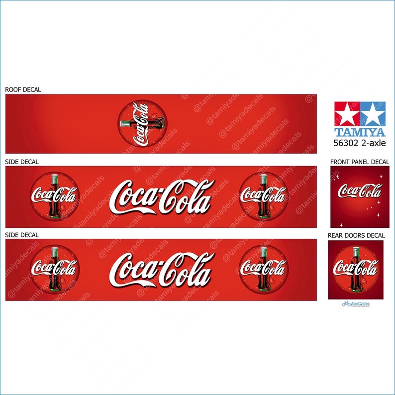 Tamiya Trailer 56302 Bottles Coca Cola 2-axle 1:14 Scale Laminated Side ...