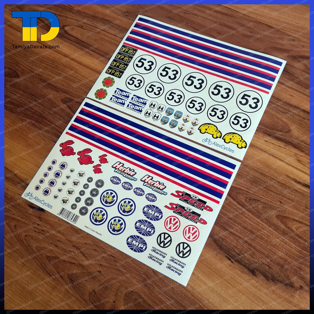 Herbie Tamiya VW Volkswagen Custom Made Decals Stickerskit Sand ...