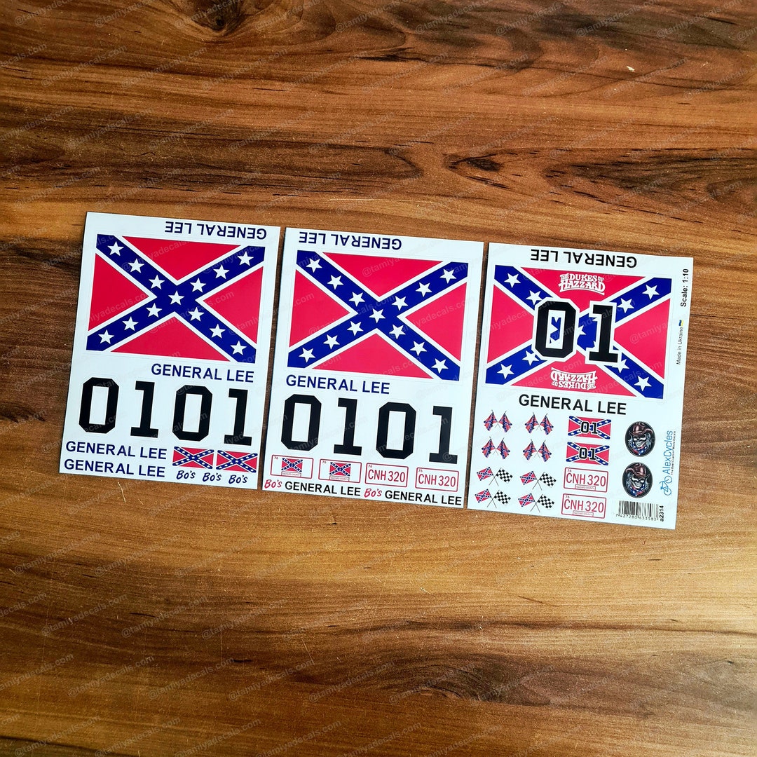 General Lee Tamiya Custom Made Cut Vinyl Decals Stickers Kit 10th Scale ...