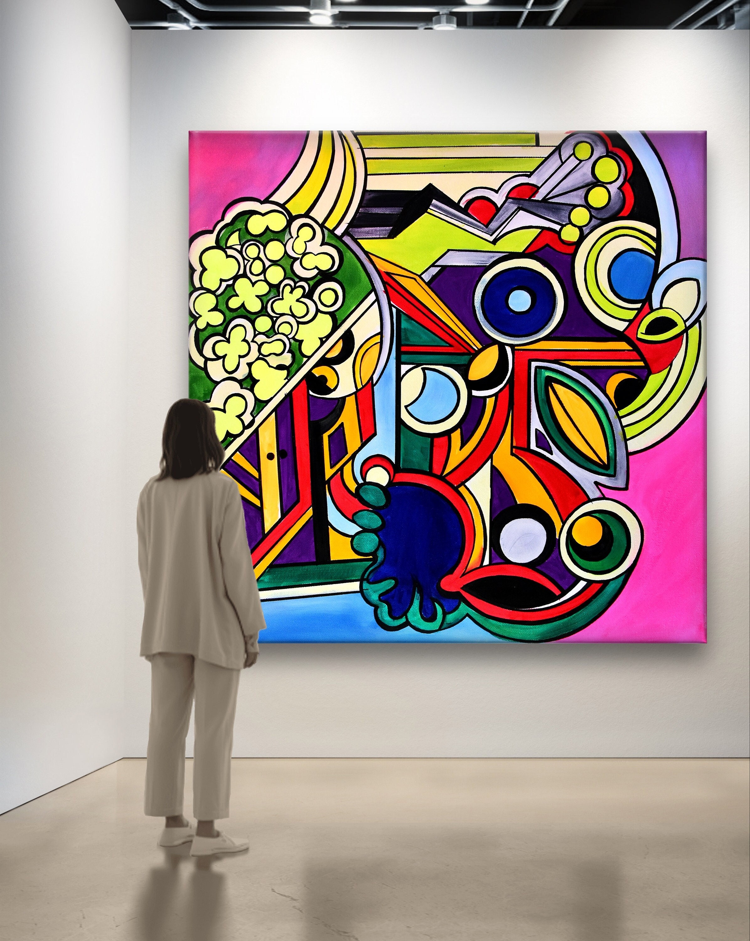 150 X 150 Cm 190 X 190 Cm XL Painting Hand-painted Pictures Modern Art ...