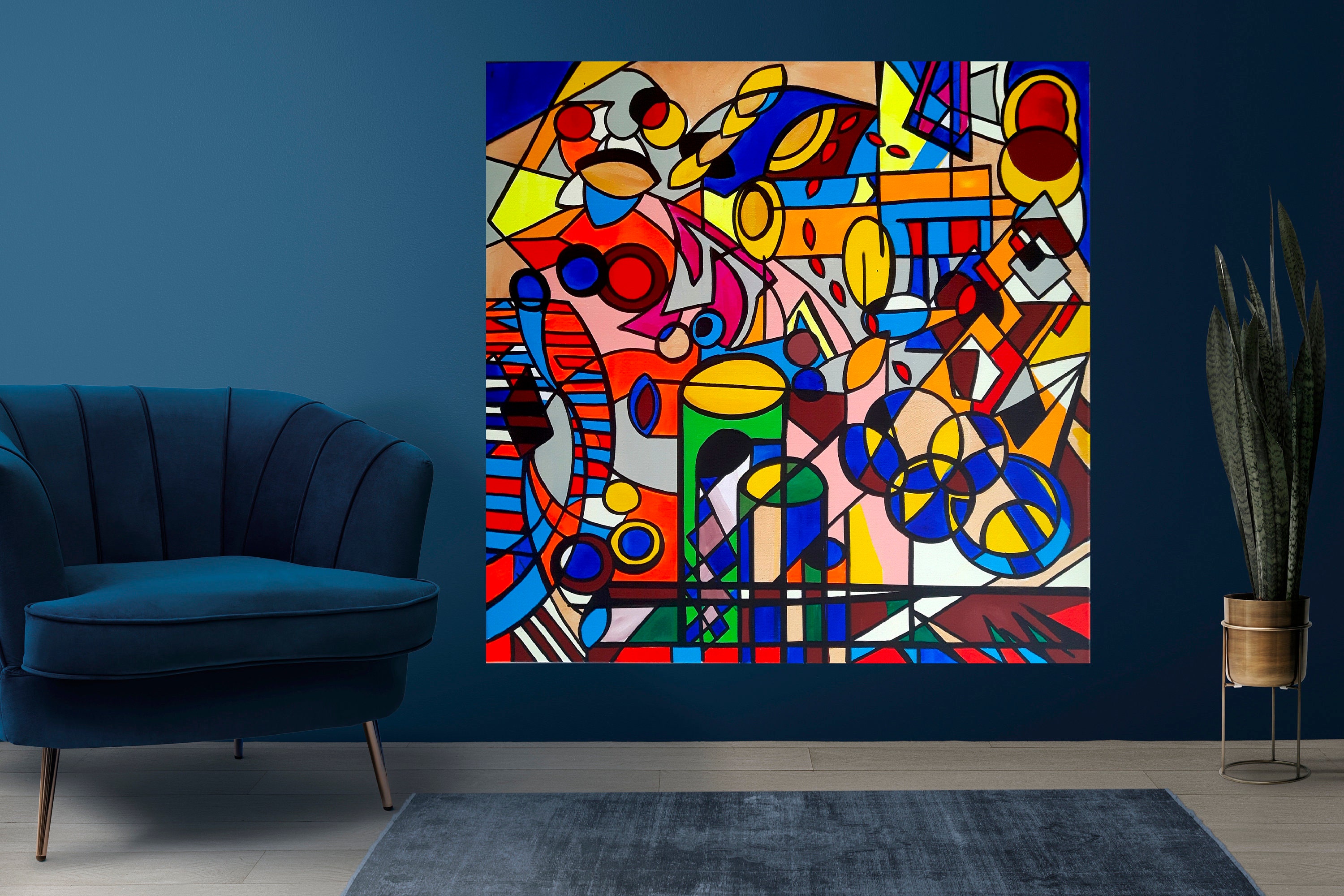 150 X 150 Cm 190 X 190 Cm XL Painting Hand-painted Pictures Modern Art ...