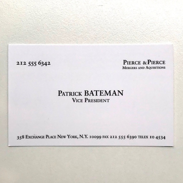 Patrick Bateman Business Card - Etsy