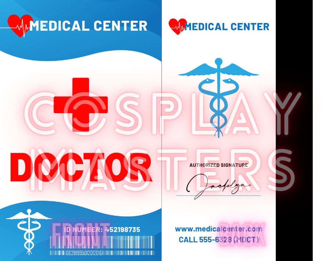2025 Medical Center Doctor ID Card - "printable" Cosplay Doctor ...