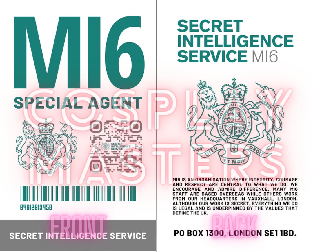 2024 MI6 ID Card With Real QR Code printable Cosplay Secret Agent Badge - Etsy