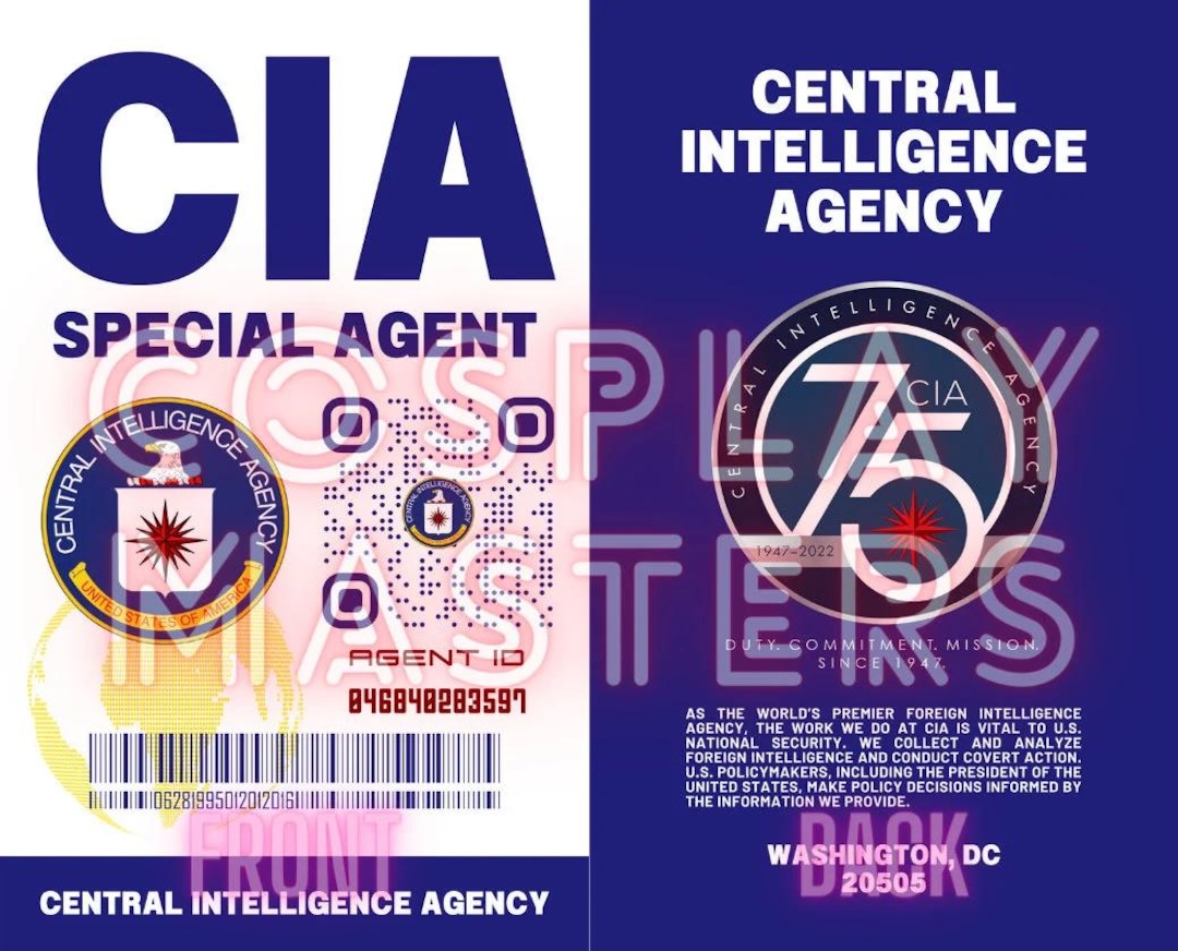 2024 CIA ID Card With Real QR Code printable Cosplay Secret Agent Badge - Etsy