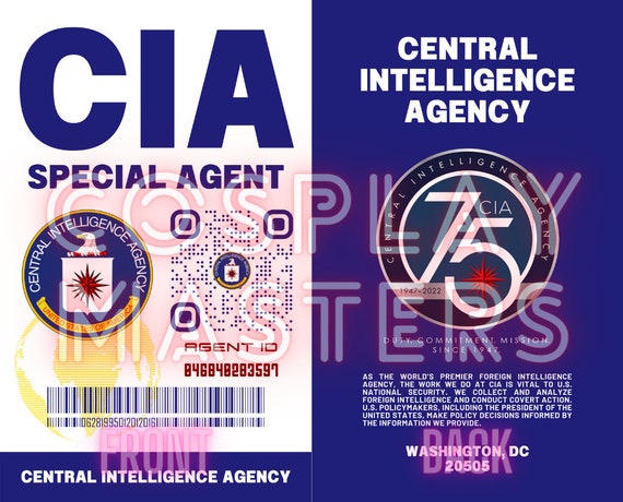 2022 CIA ID Card with Real QR Code Printable Secret Agent - Etsy France