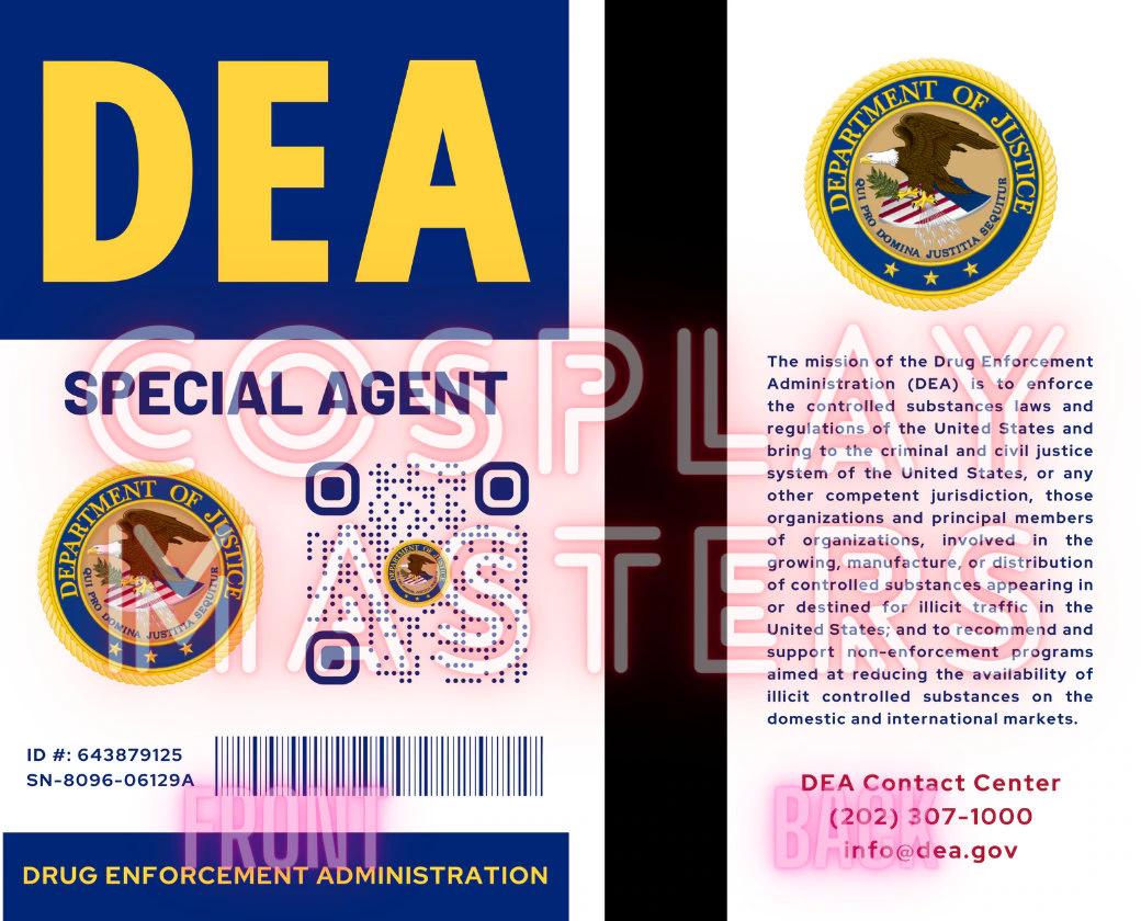 2025 DEA ID Card With Real QR Code - "printable" Cosplay Secret Agent ...