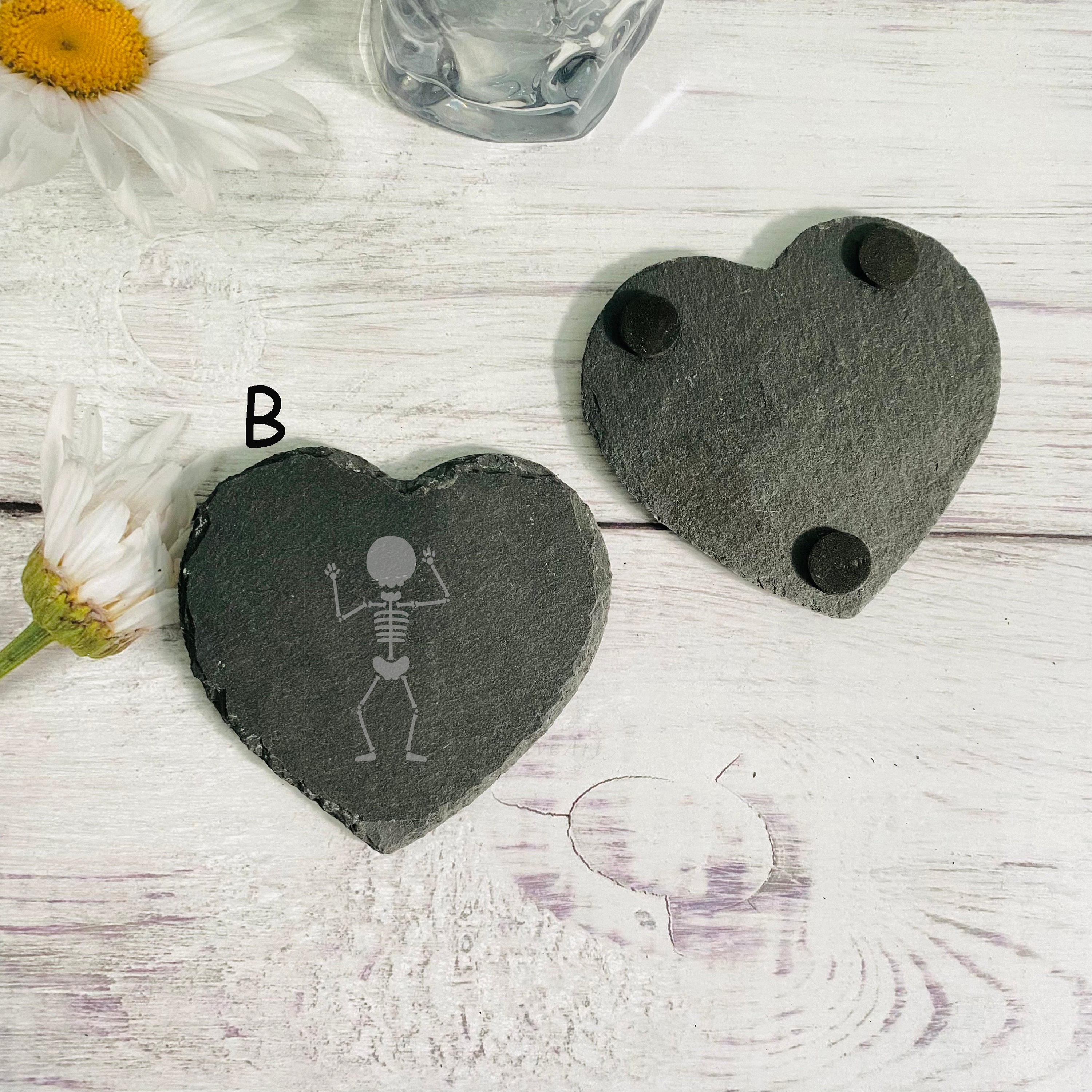 Funny Skeleton Coaster Set Heart Square Round Stone Coasters - Etsy