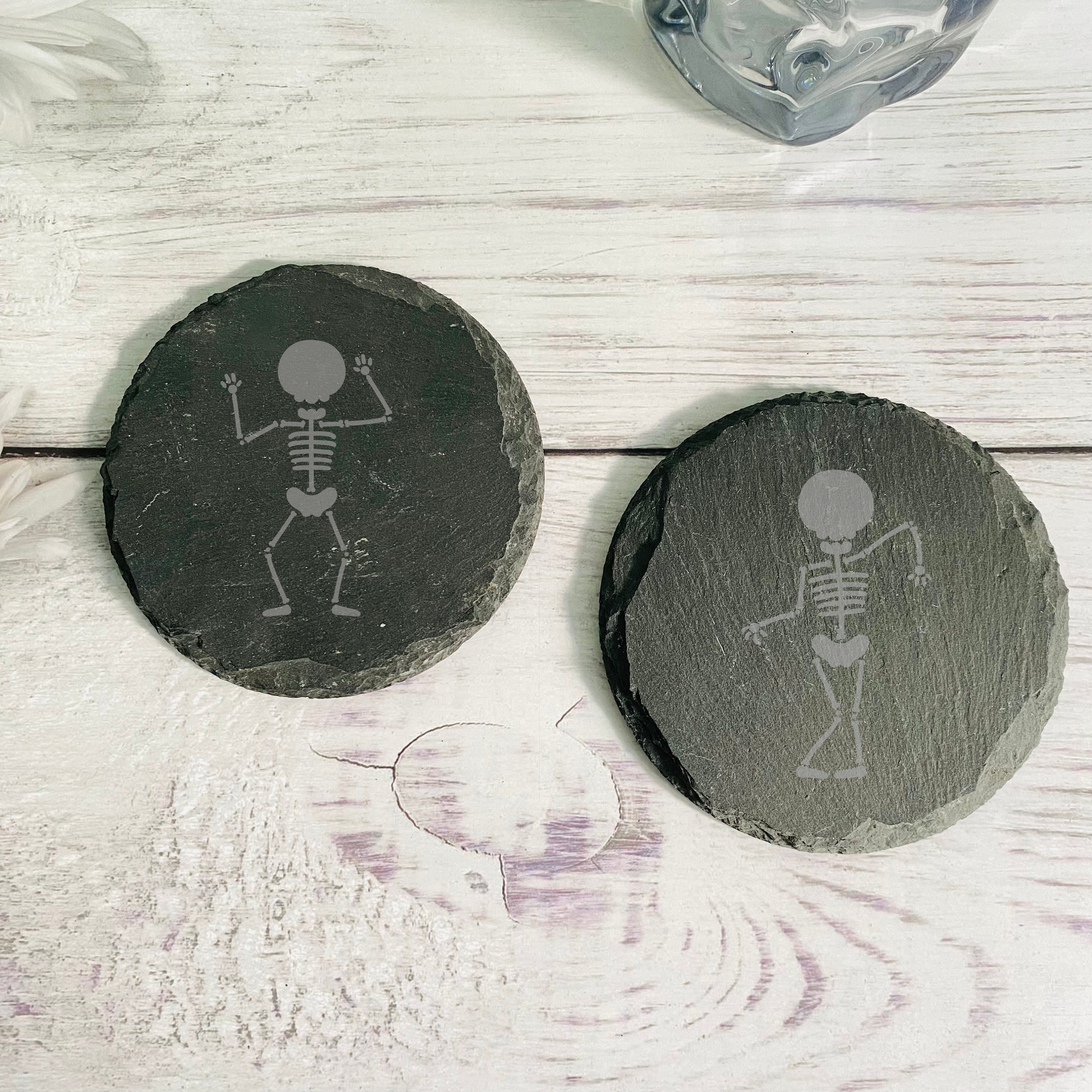 Funny Skeleton Coaster Set Heart Square Round Stone Coasters - Etsy