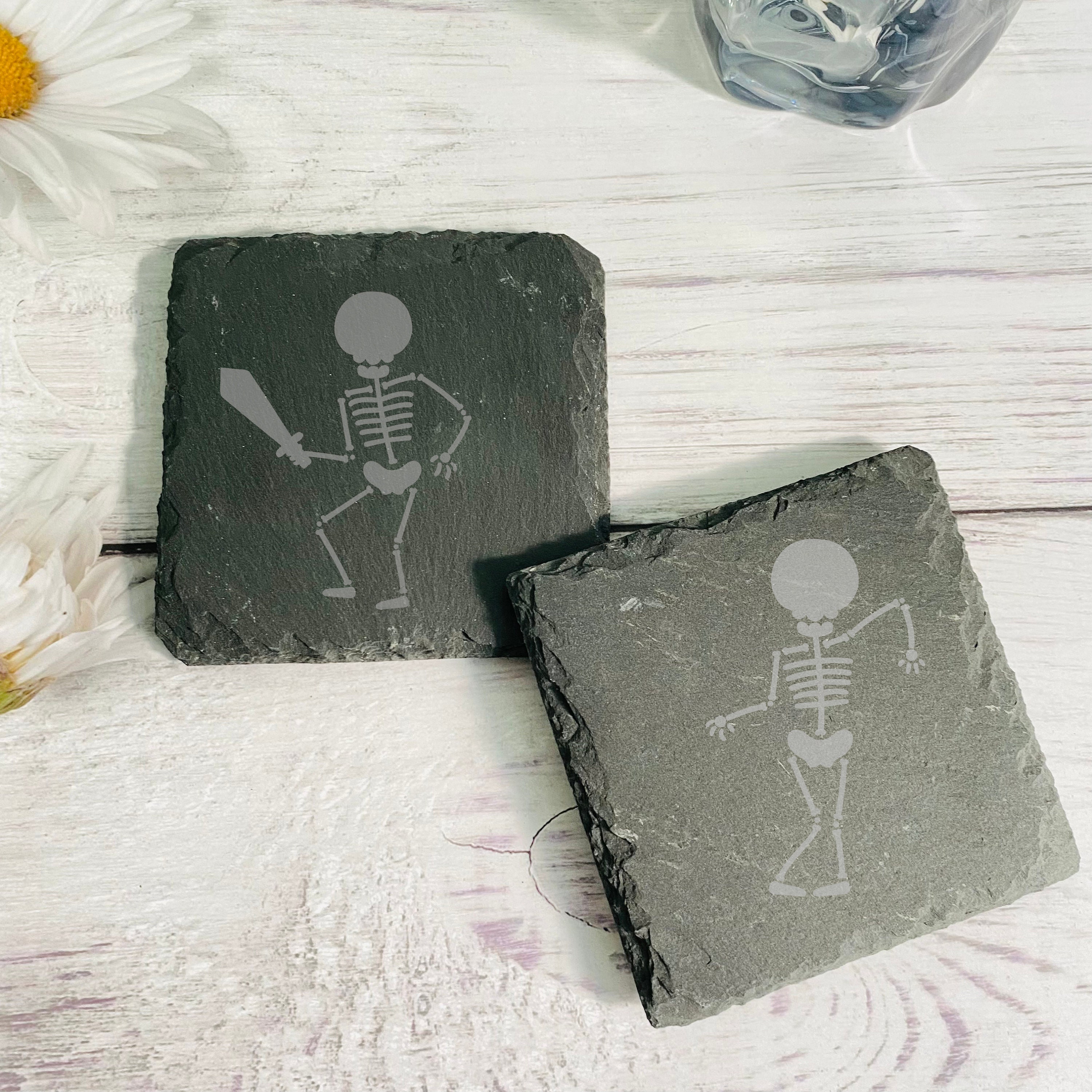 Funny Skeleton Coaster Set Heart Square Round Stone Coasters - Etsy